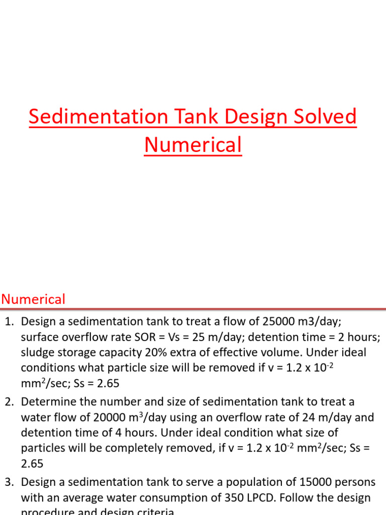 Sedimentation Tank Design Calculations | PDF | Water Management ...