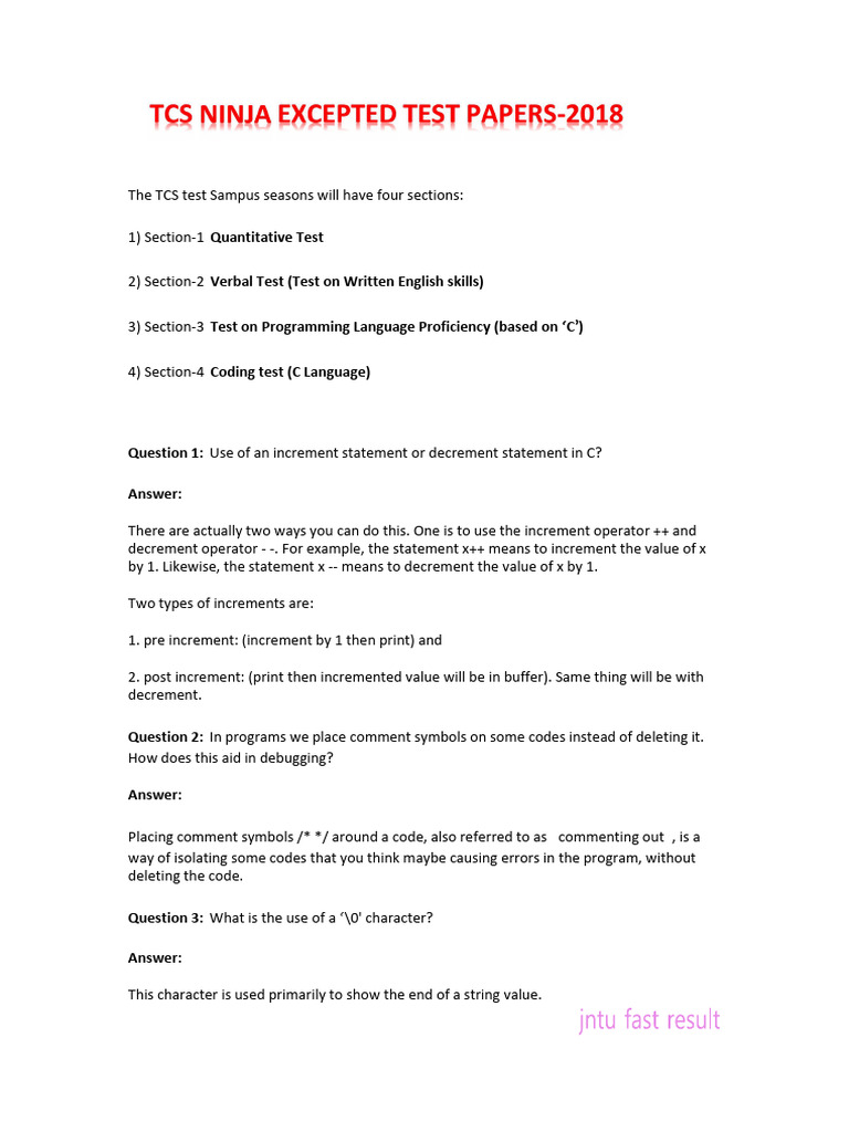 Tcs Ninja 5text Paper | PDF | Integer (Computer Science) | Computer ...