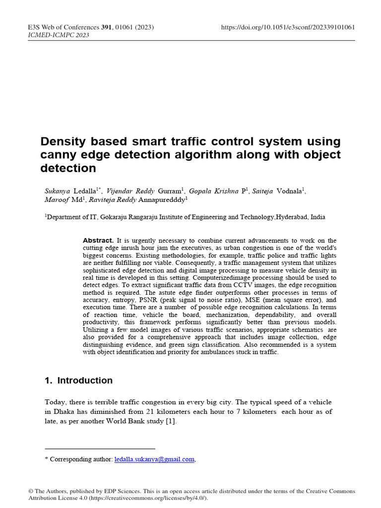 Density Based Smart Traffic Control System Using C Pdf Mean Squared Error Signal Processing