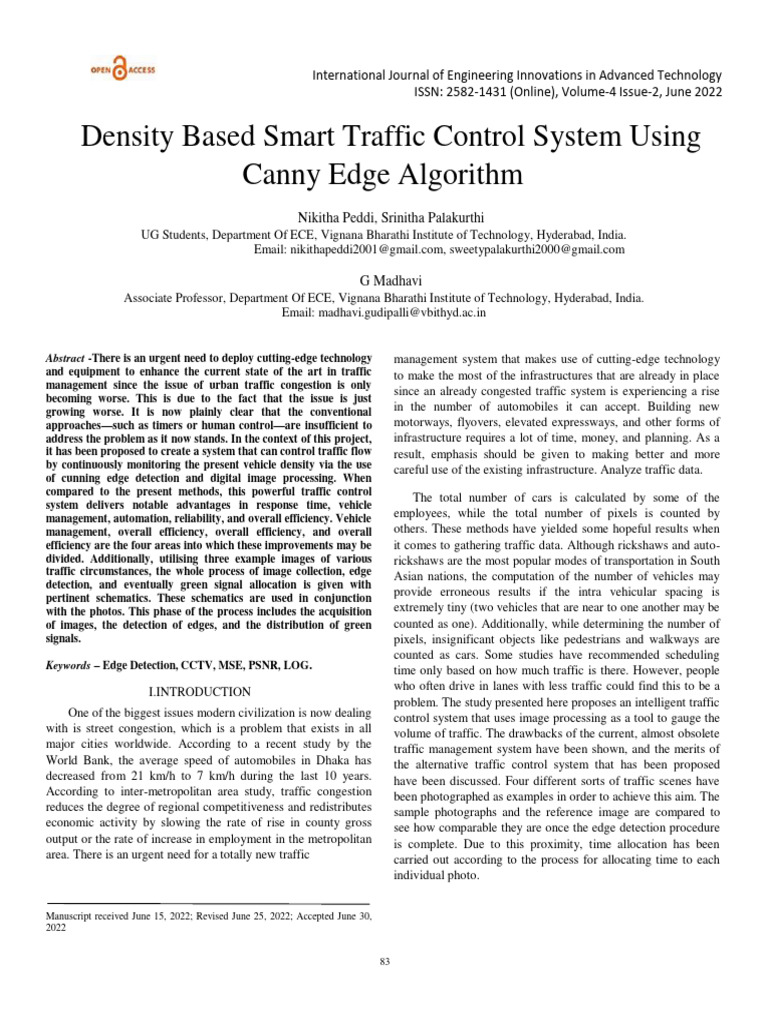 Density Based Smart Traffic Control System Using Canny Edge Algorithm | PDF | Traffic