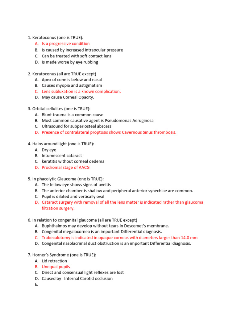 34_MCQS_Ophthalmology | PDF | Glaucoma | Ophthalmology