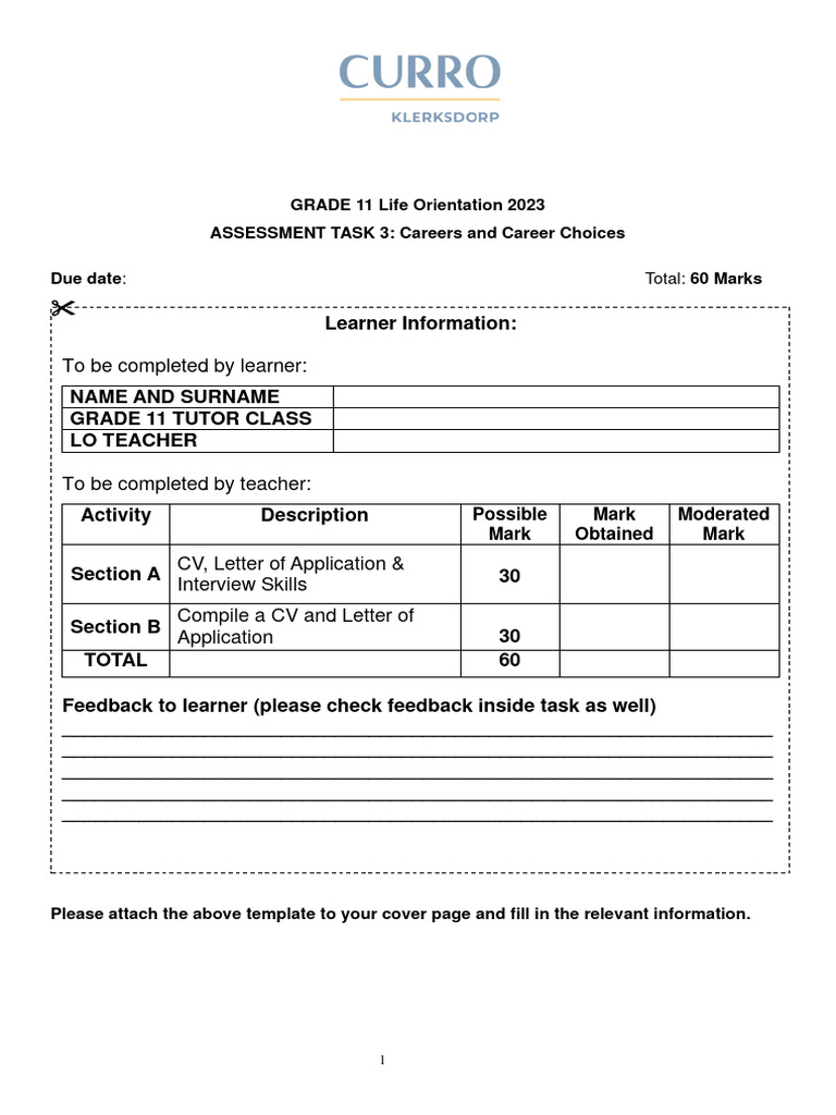 Gr11 T3 Project- CV Task 2023 | PDF | Plagiarism