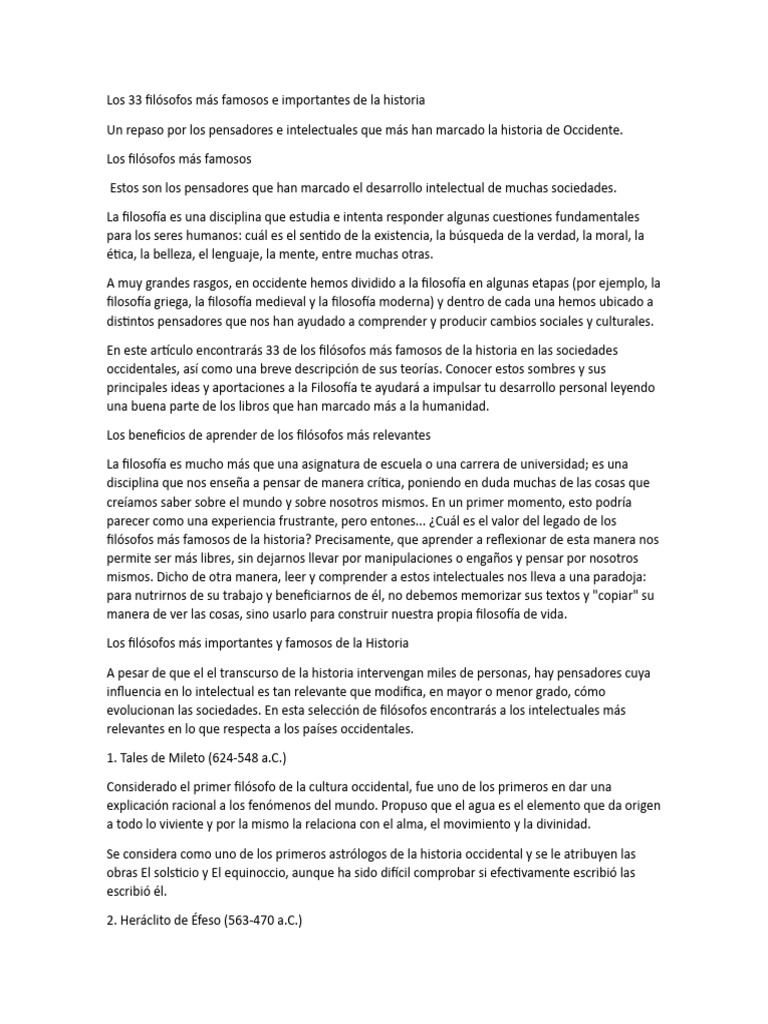 33 Filósofos Clave en la Historia | PDF | Platón | Empirismo
