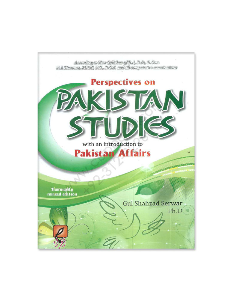 Pakistan Studies With An Introduction To Pakistan Affairs by Gul Shehzad Sarwar - Compress | PDF