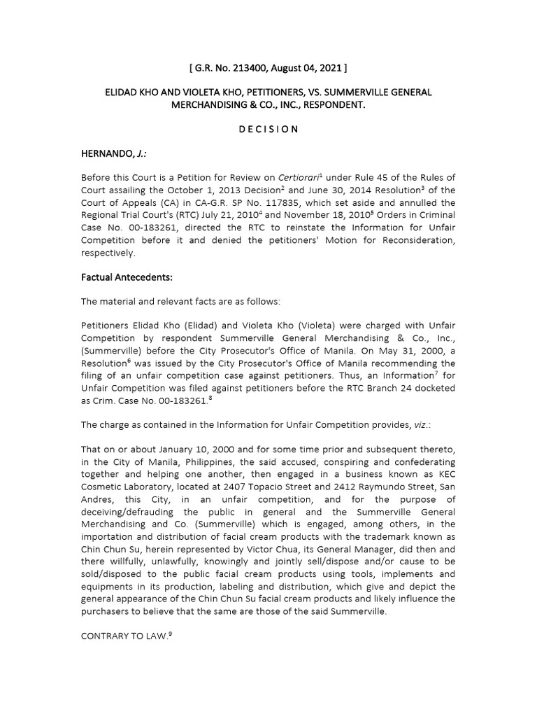 Kho v. Summerville General Merchandising | PDF | Probable Cause | Appellate Court