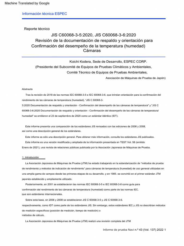 Revisión de La Documentación de Respaldo y Orientación para JIS C60068 3 5:2020, JIS C60068 3 6: ...