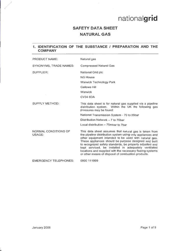 National Grid Natural Gas Pre Combustion | PDF