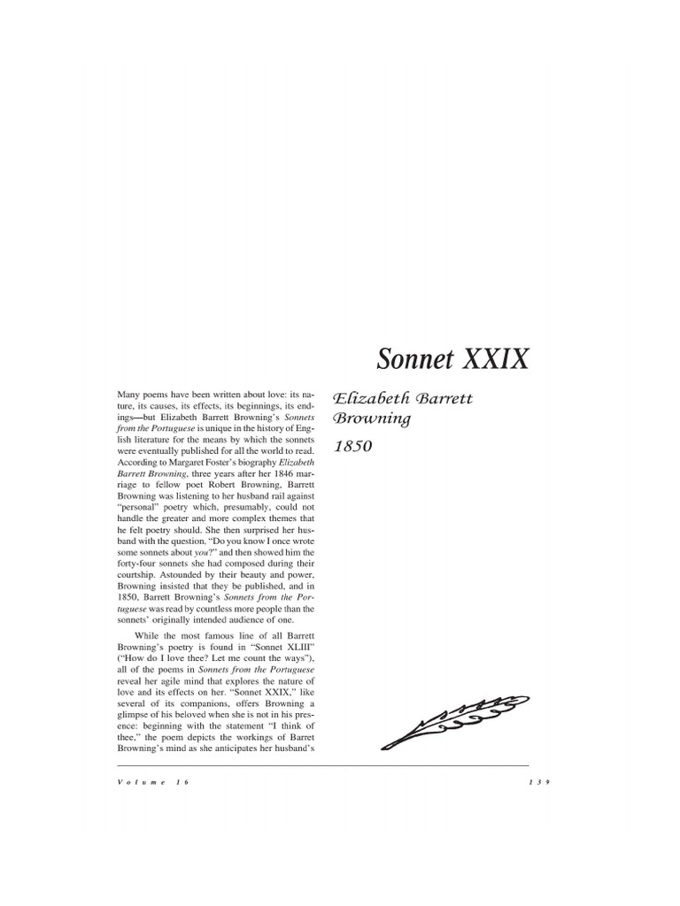 Elizabeth Barrett - Sonnet 29 | PDF