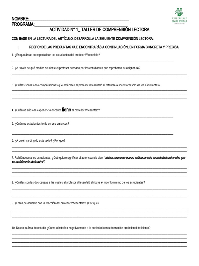 Comprensión Lectora (Punto 1) Cómo Se Consiguen Las Buenas ...