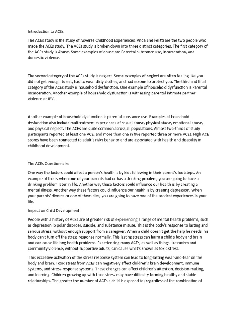 the aces study | PDF | Child Abuse | Stress (Biology)