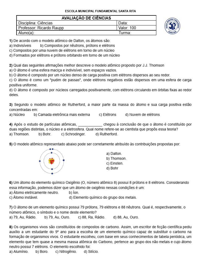 Tabela Periodica E Modelos Atomicos