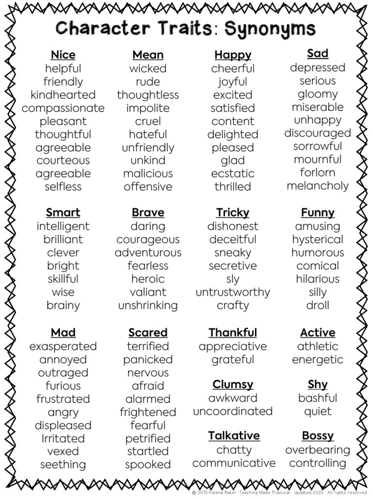 Character Traits Lists | PDF | Personality Traits | Psychology