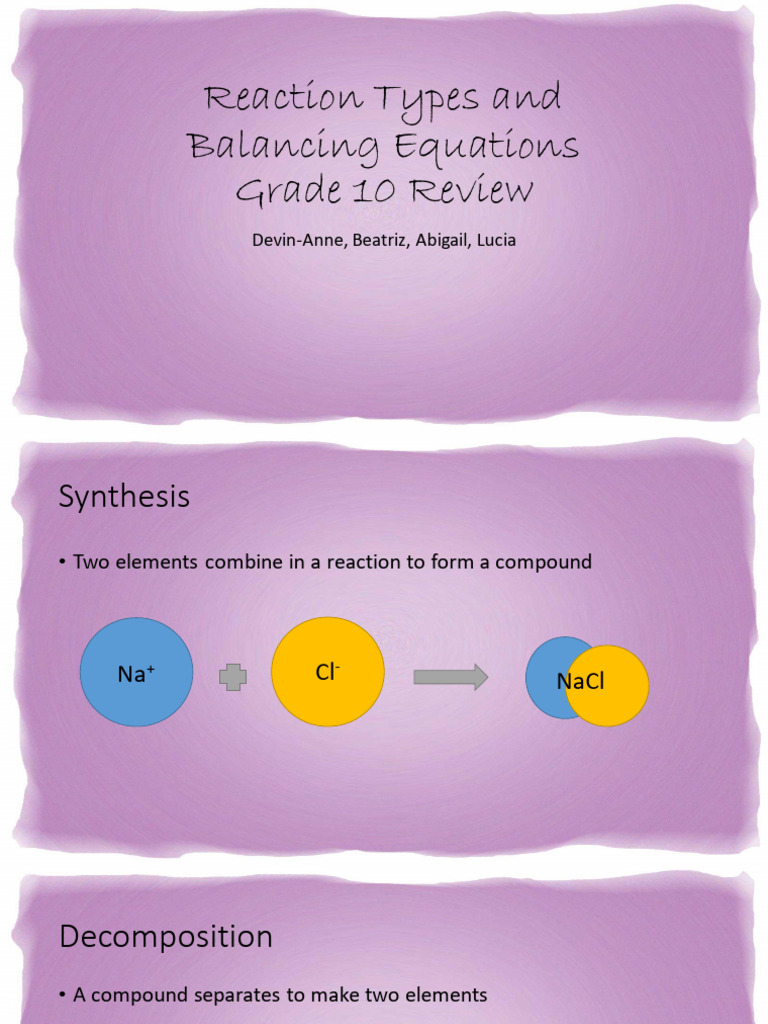 02 - Reaction Types and Balancing Equations | PDF