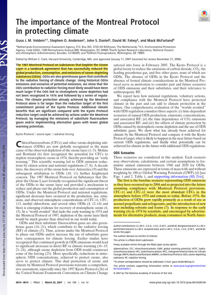 The Importance of Montreal Protocol | PDF | Ozone Depletion ...