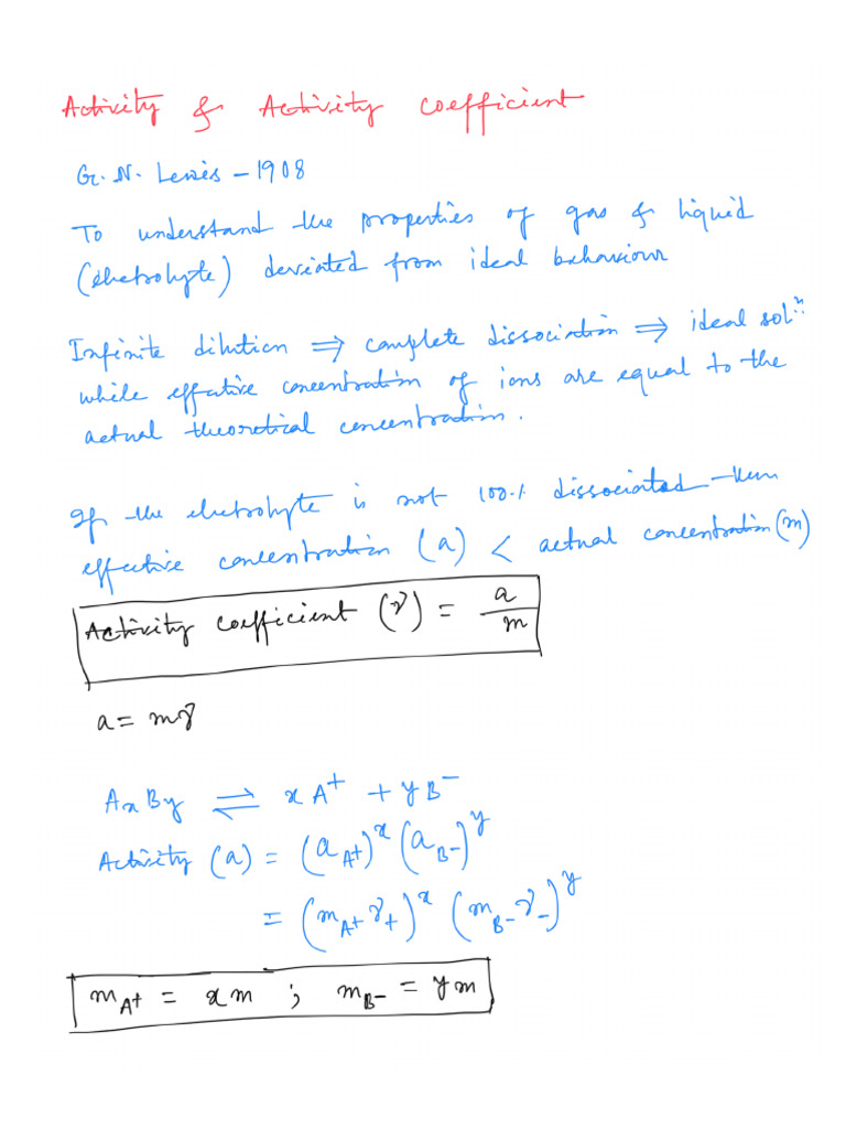 Activity & Activity Coefficient | PDF