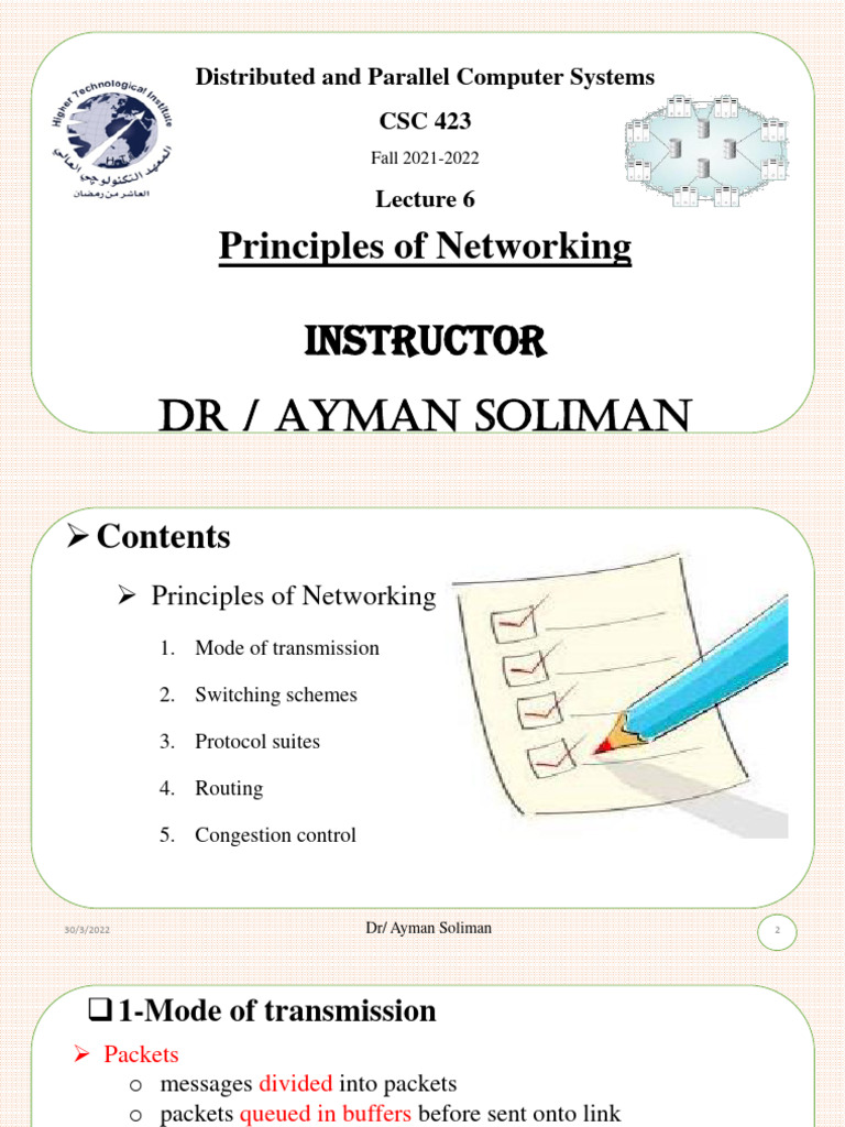 CSC423 - Lec6 - Distributed and Parallel ComputerSystems | PDF | Computer Network | Routing