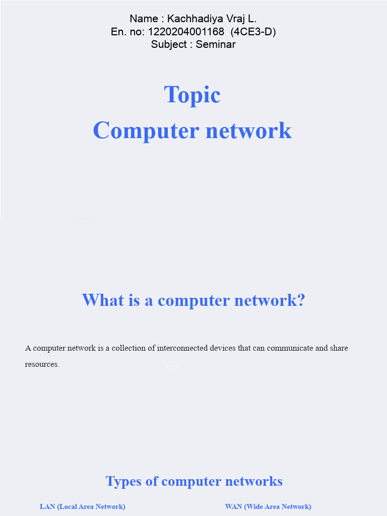 Computer Network (Seminar) | PDF | Computer Network | Internet Protocol Suite