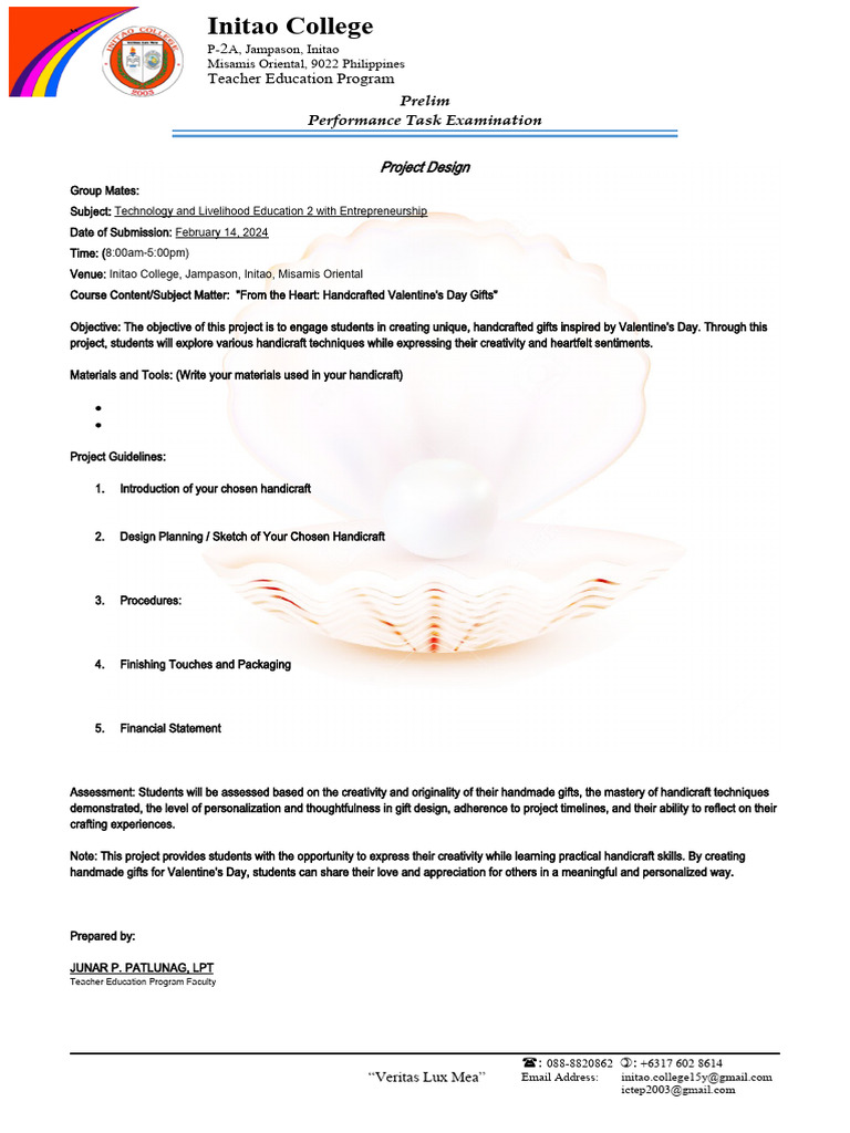 TLE 2 With Entrepreneurship Prelim Performance Task Examination | PDF | Human Communication ...