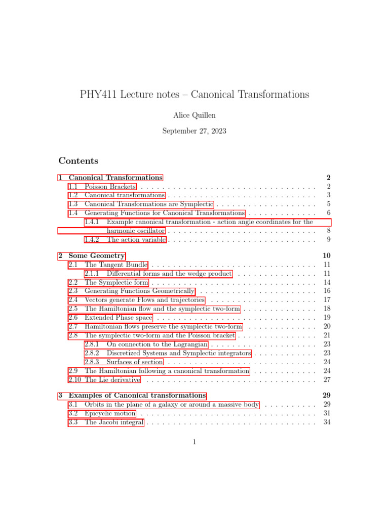 Canonical Transformations | PDF | Hamiltonian Mechanics | Manifold