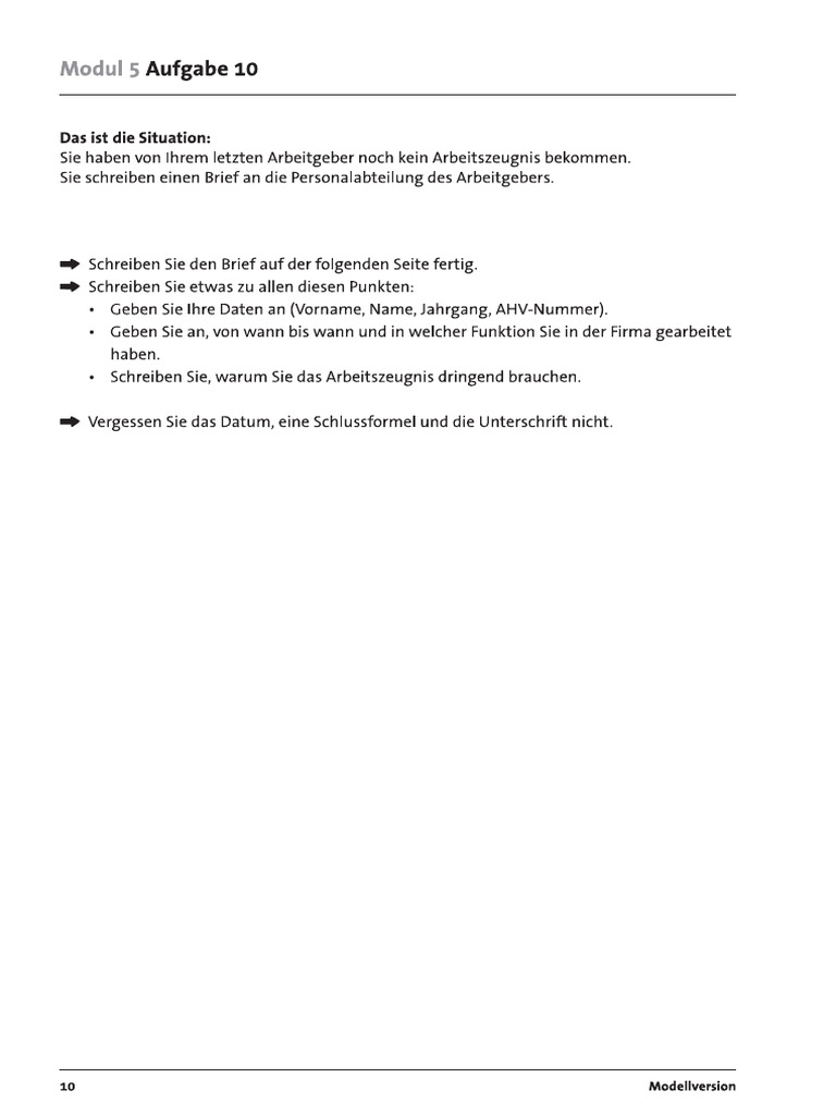 Fide Modell Schreiben A2 Situation 2 | PDF
