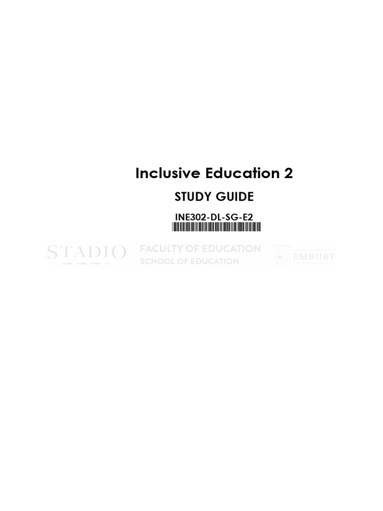 INE302 Study Guide | PDF | Inclusion (Education) | Learning