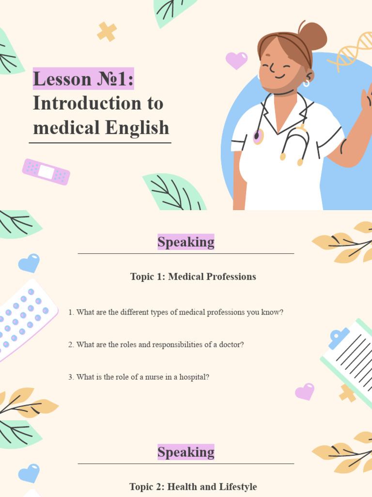 English For Medical Workers: Lesson 1 | PDF | Icon (Computing) | Physician