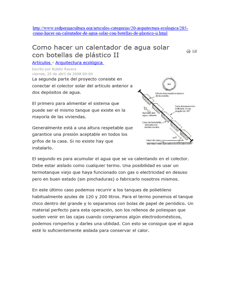 Calentador solar con botellas recicladas | PDF | Materiales