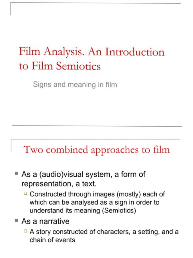 An Introduction To Film Semiotics | PDF