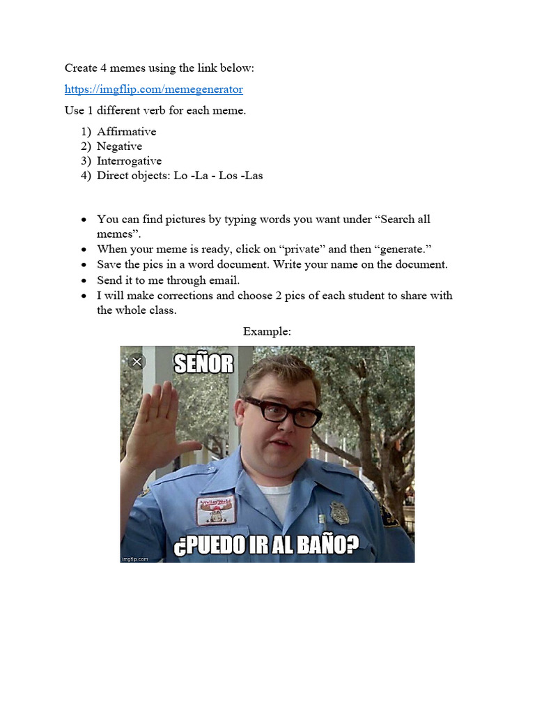 Create Memes for Class Assignment | PDF