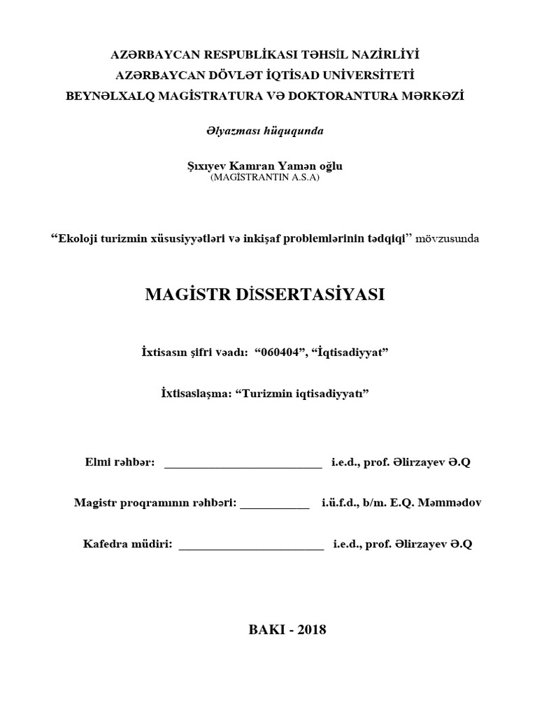 Magistr Dissertasiyasi: Əlyazması Hüququnda | PDF