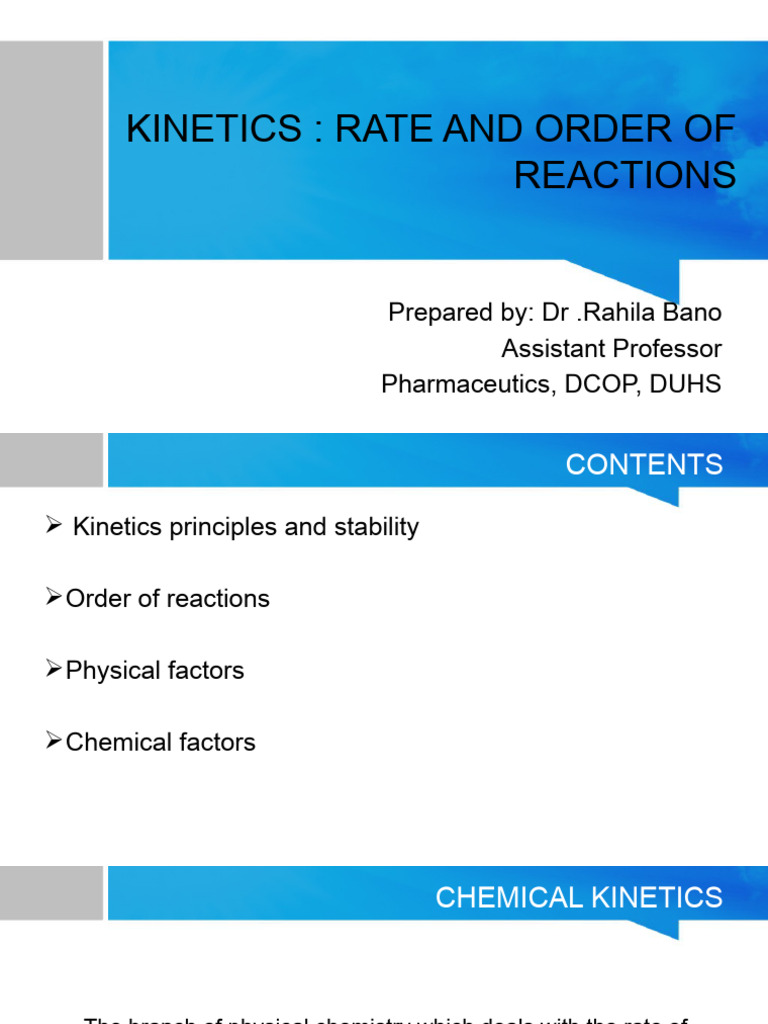 Kinetics Rate and Order of Reaction | PDF | Chemical Kinetics ...