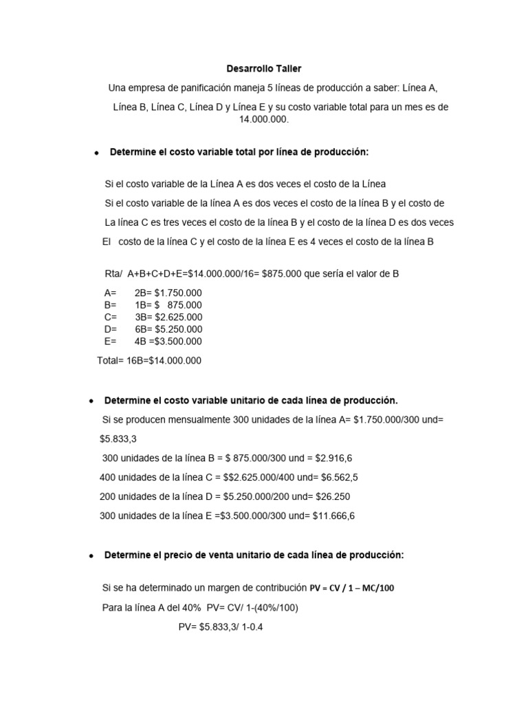 Desarrollo Taller | PDF | Alimentos | Masa Desarrollo Taller | PDF | Alimentos | Masa