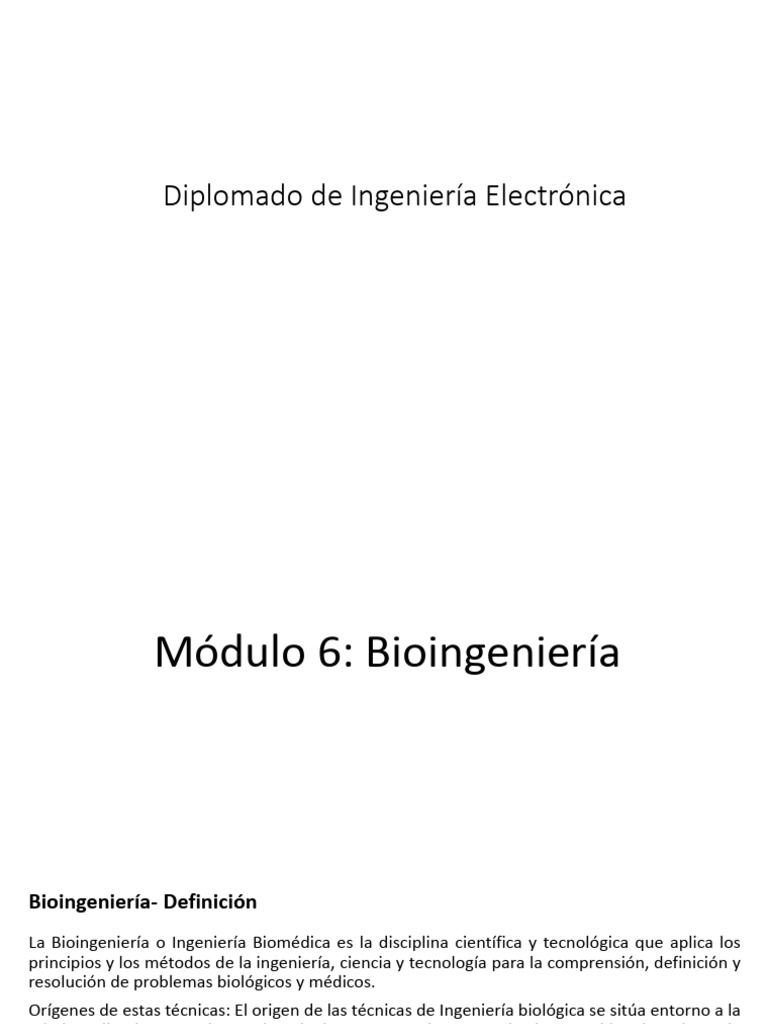 MODULO 6 Bioingenieria | PDF | Ingeniería biológica | Física Aplicada e ...