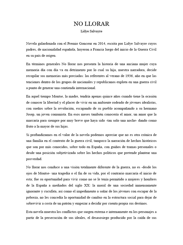 No Llorar - Ayto Cornejo | PDF | Narración | guerra civil Española