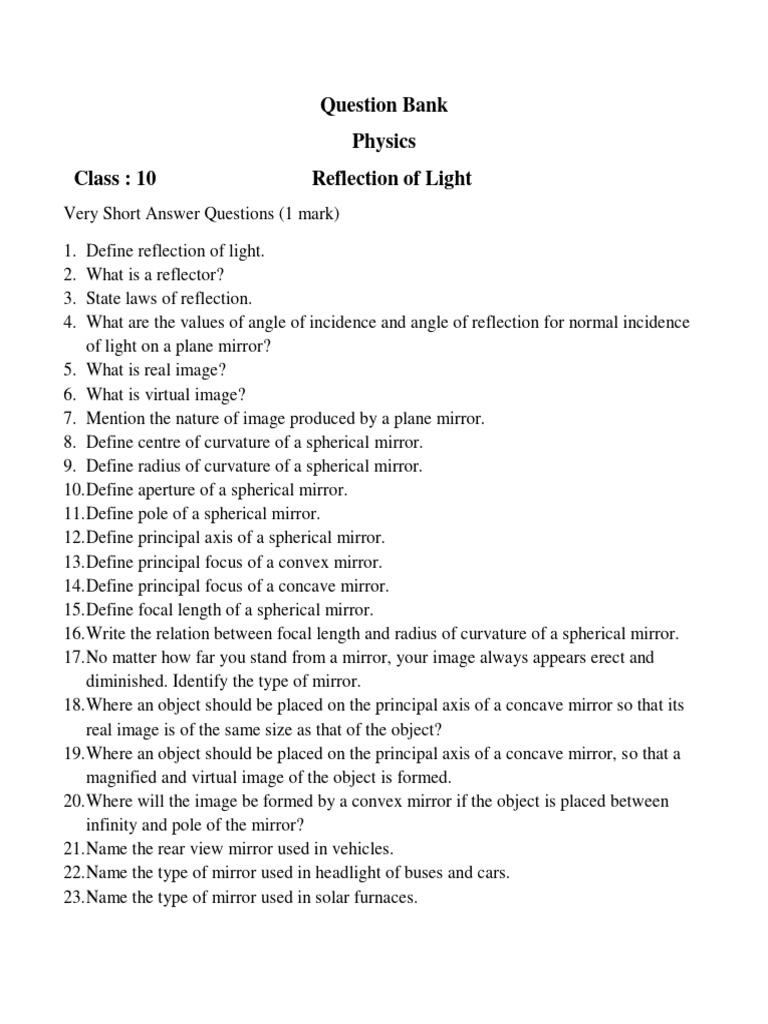 Light - Reflection and Refraction Part 1 | PDF | Mirror | Optics