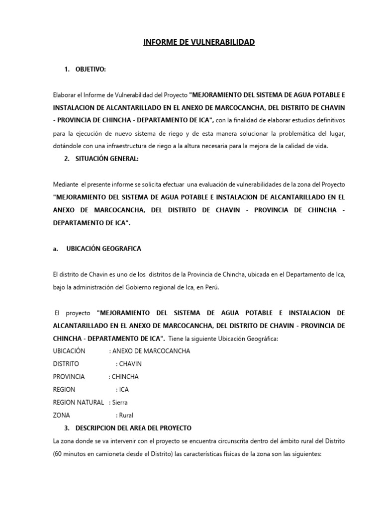 Informe de Vulnerabilidad: Chavín | PDF | Temblores | Ciencias de la Tierra