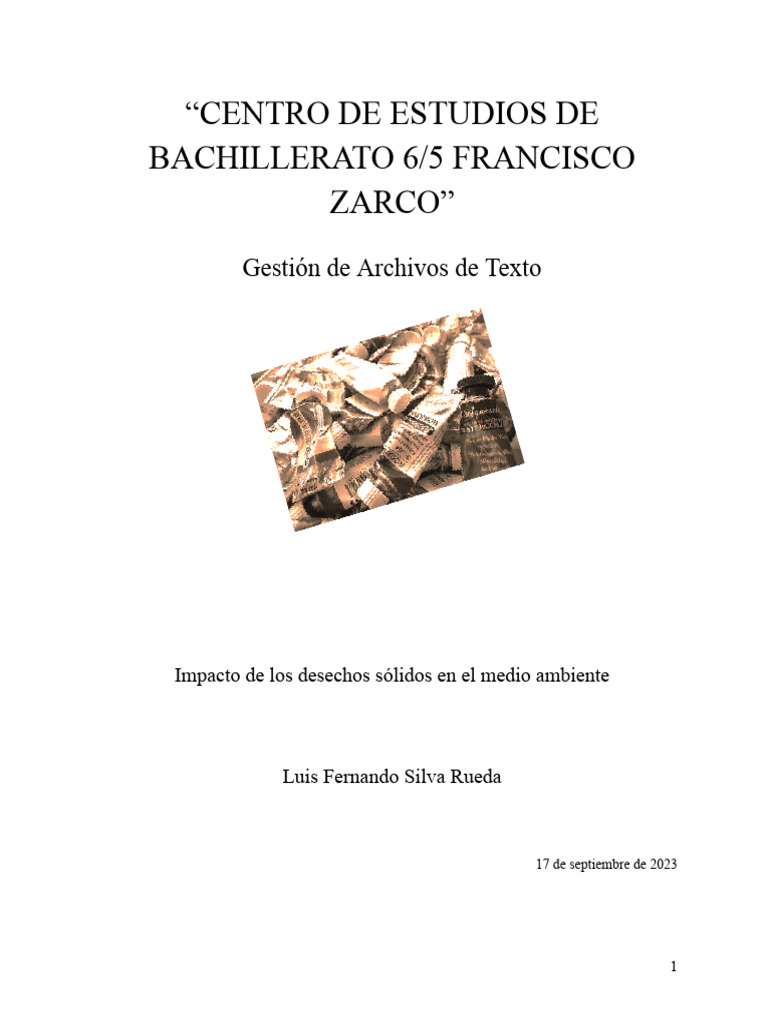Luis Fernando Silva Rueda 3-b PDF | PDF | Residuos | Reciclaje