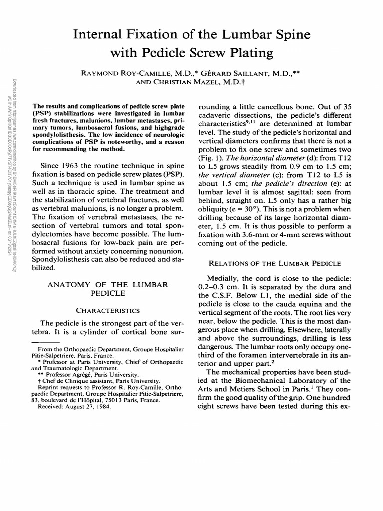 Internal Fixation of The Lumbar Spine With Pedicle.3 | PDF | Vertebra ...
