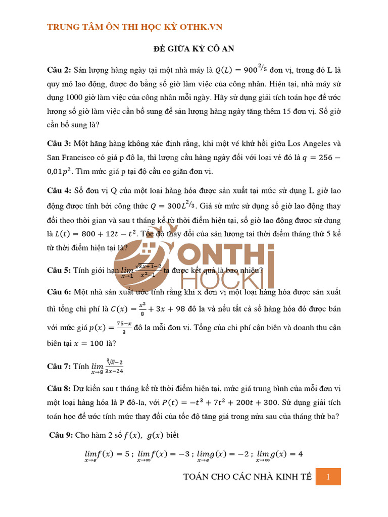 Đề cô An gk1 | PDF