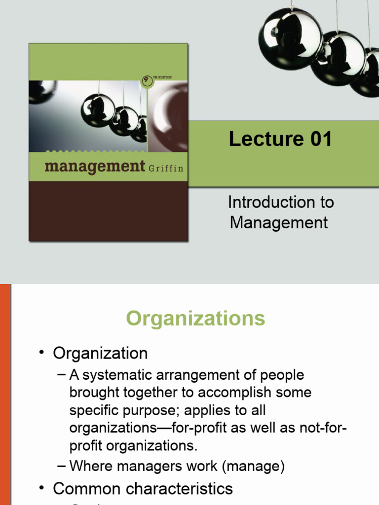 Lecture 01 Introduction to Management-1 | PDF | Goal | Employment