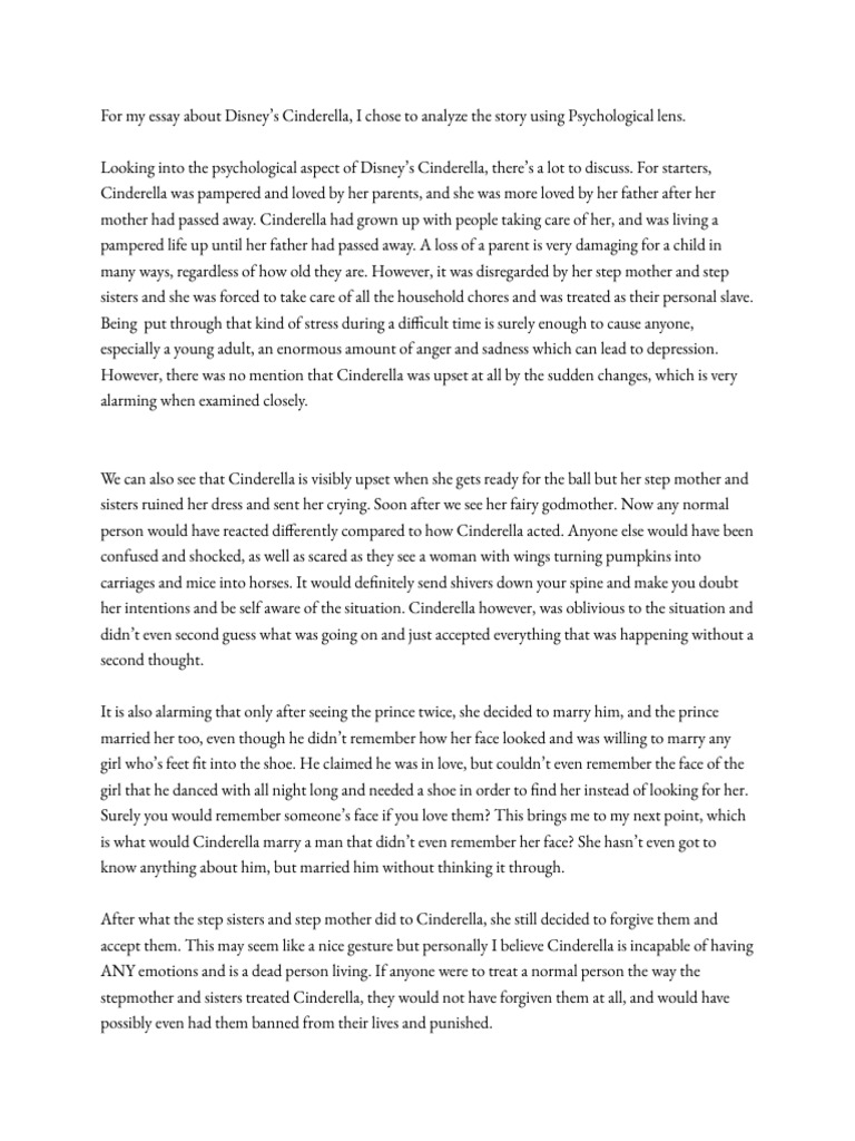 Disney's Cinderella: Psychological Lens | PDF | Cinderella