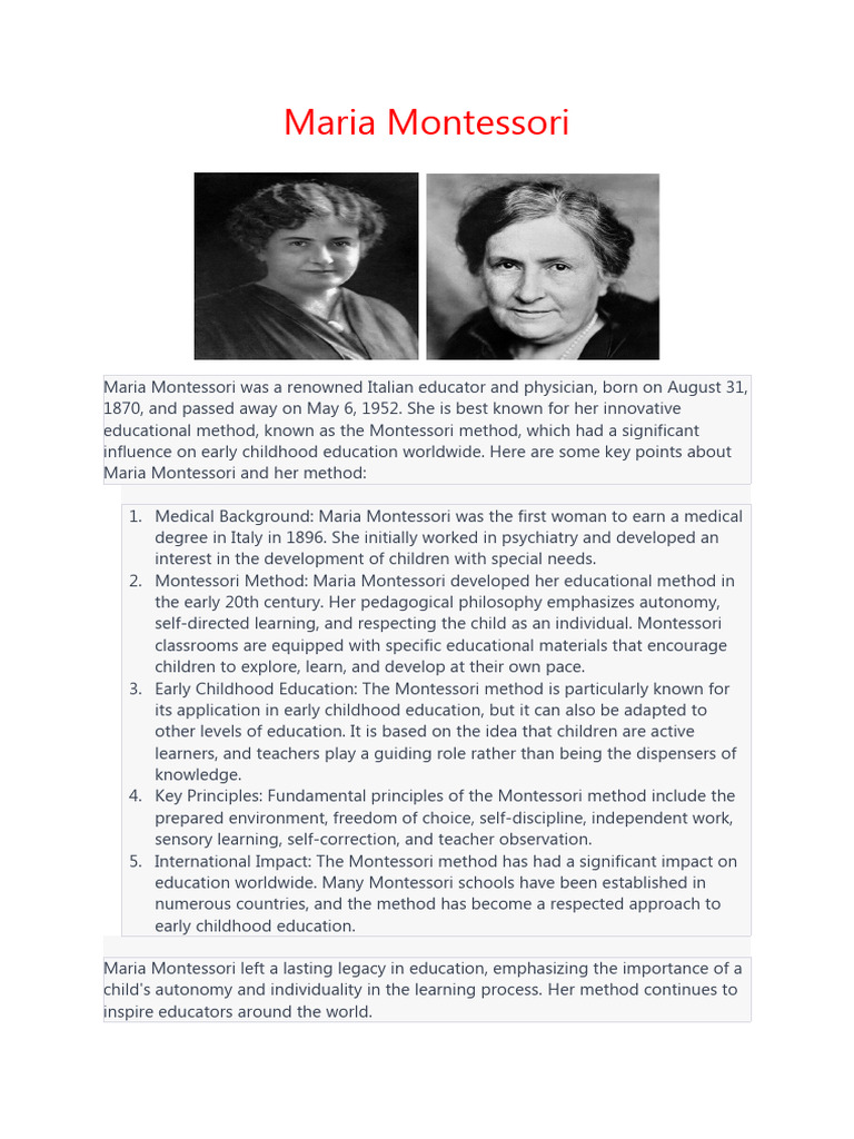 Maria Montessori English | PDF