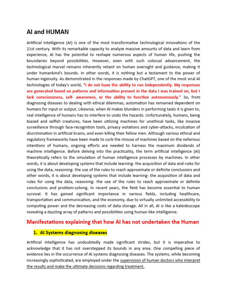 AI and HUMAN | PDF | Artificial Intelligence | Intelligence (AI ...