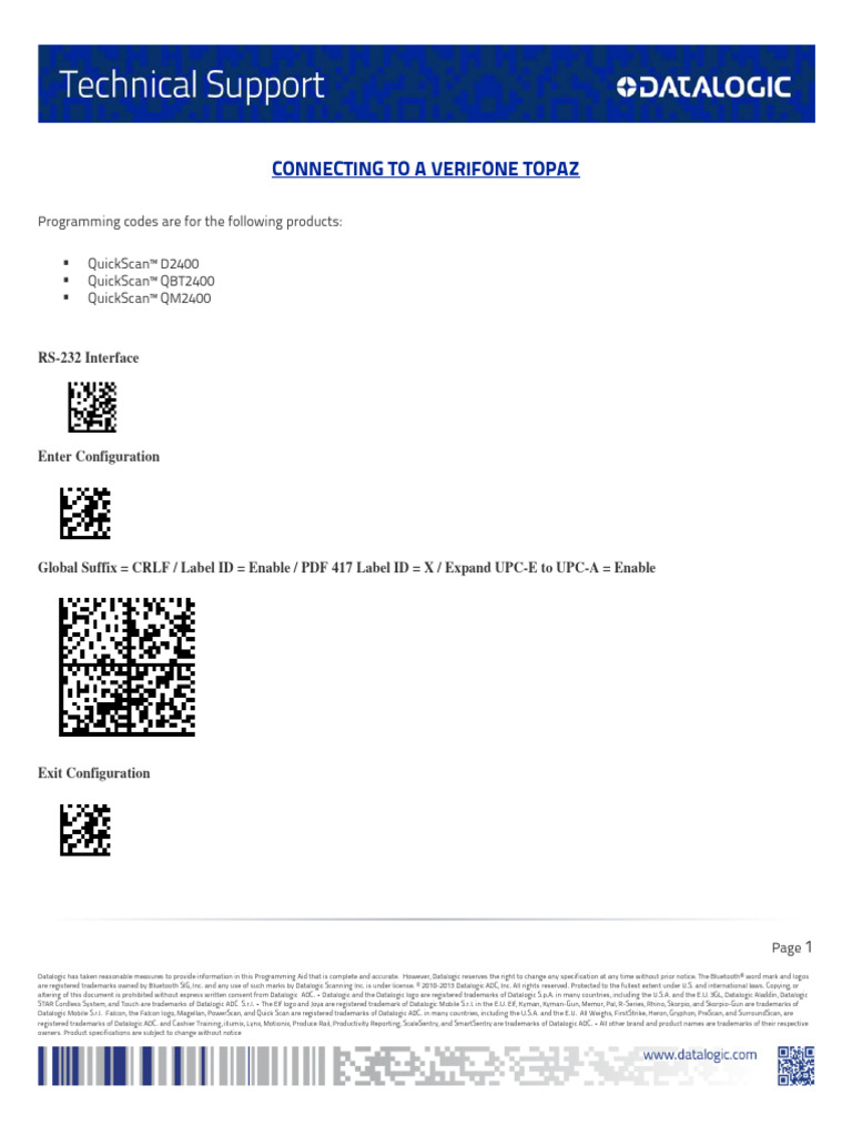 Quickscan 2400 VERIFONE TOPAZ | PDF