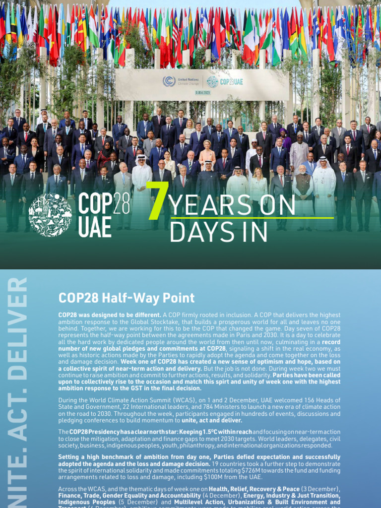 COP28 7 Days Summary Final 8-12-2023 - Final | PDF | Climate Change Mitigation | Renewable Energy