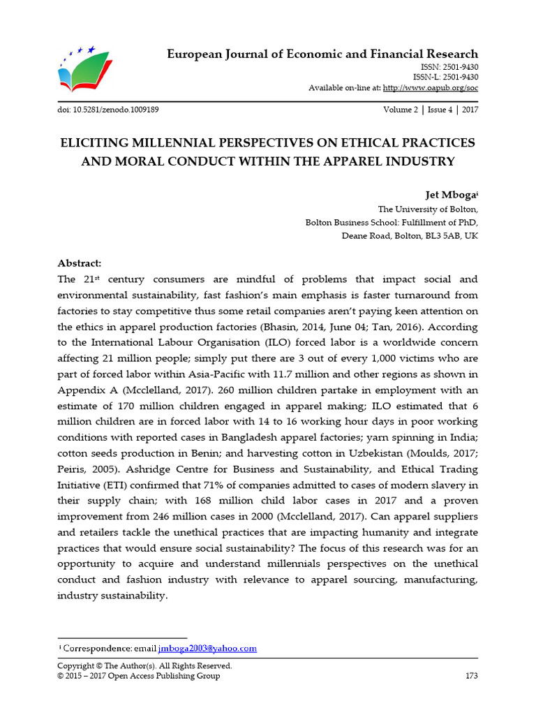 Eliciting Millennial Perspectives On Eth | PDF | Clothing Industry ...
