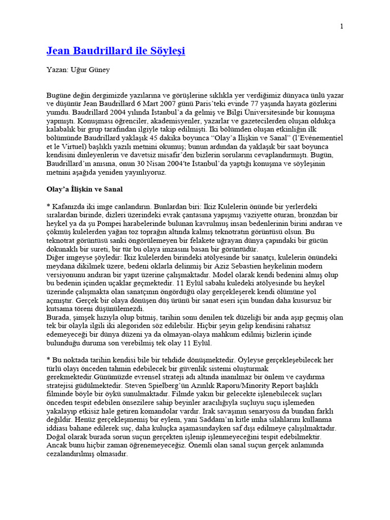 Baudrillard, J. (2004) - Baudrillard İle Söyleşi | PDF
