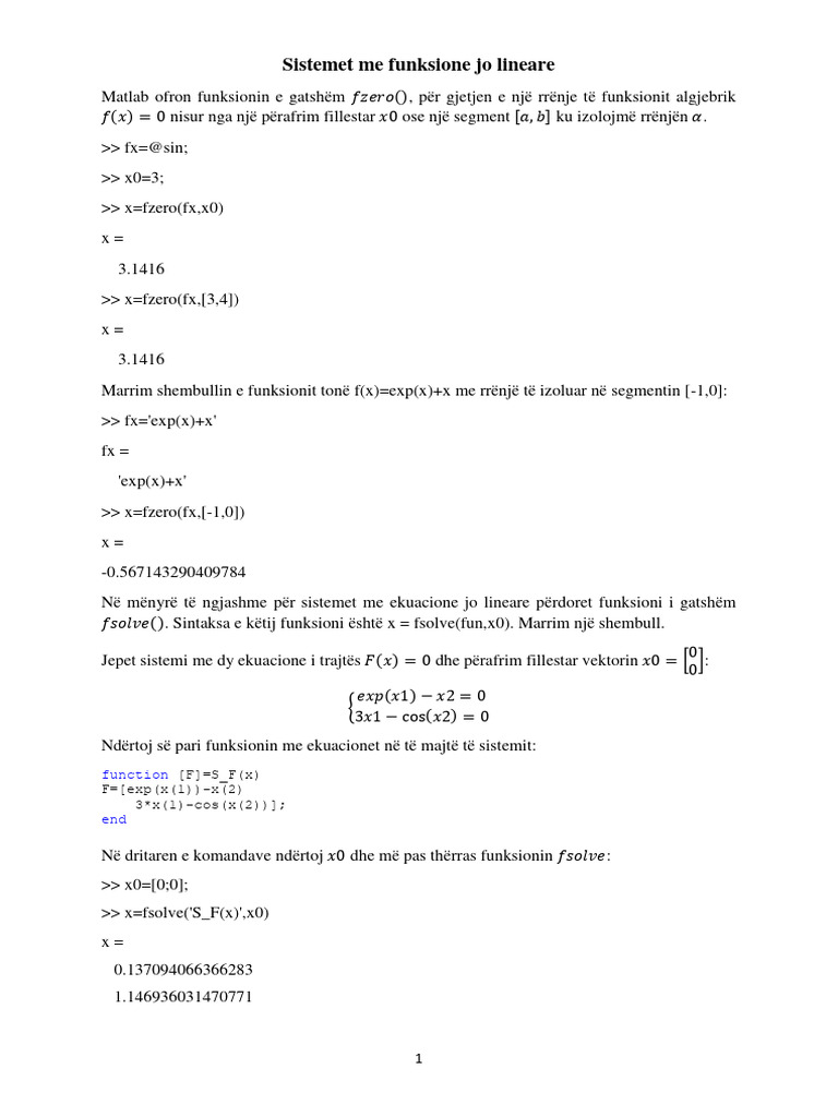 Sistemet Me Ekuacione Jo Lineare | PDF
