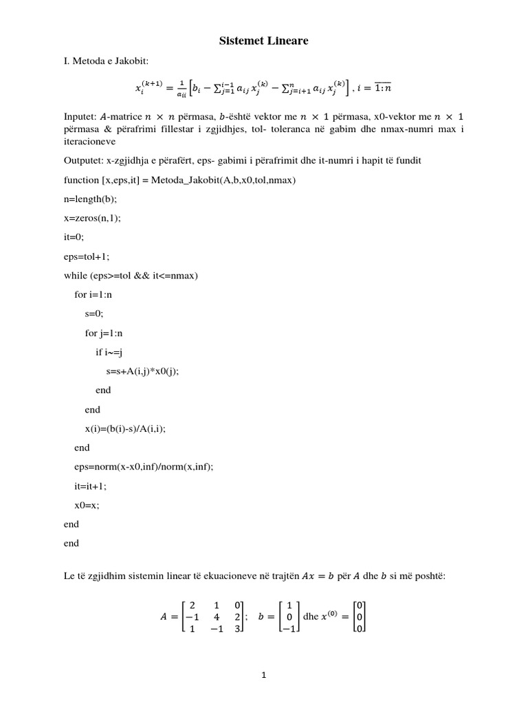 Sistemet Lineare Ax B | PDF