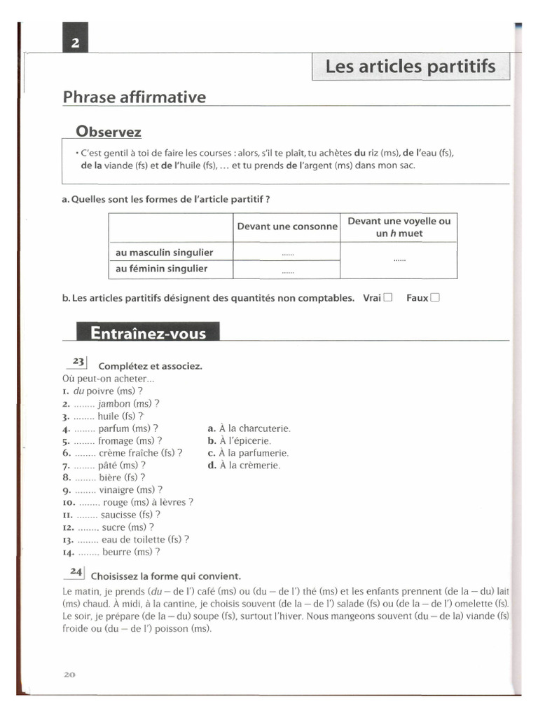Comprendre les articles partitifs | PDF | sauce | Mayonnaise